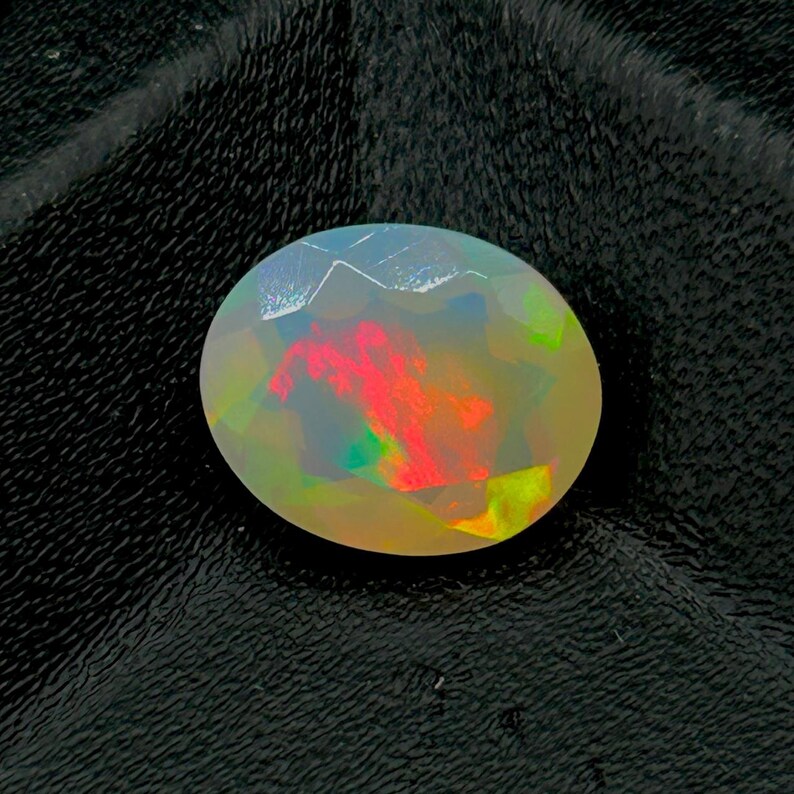 Multi Color Fire Natural Ethiopian Opal, 9x11mm Oval Faceted Cut, 2.25 ...