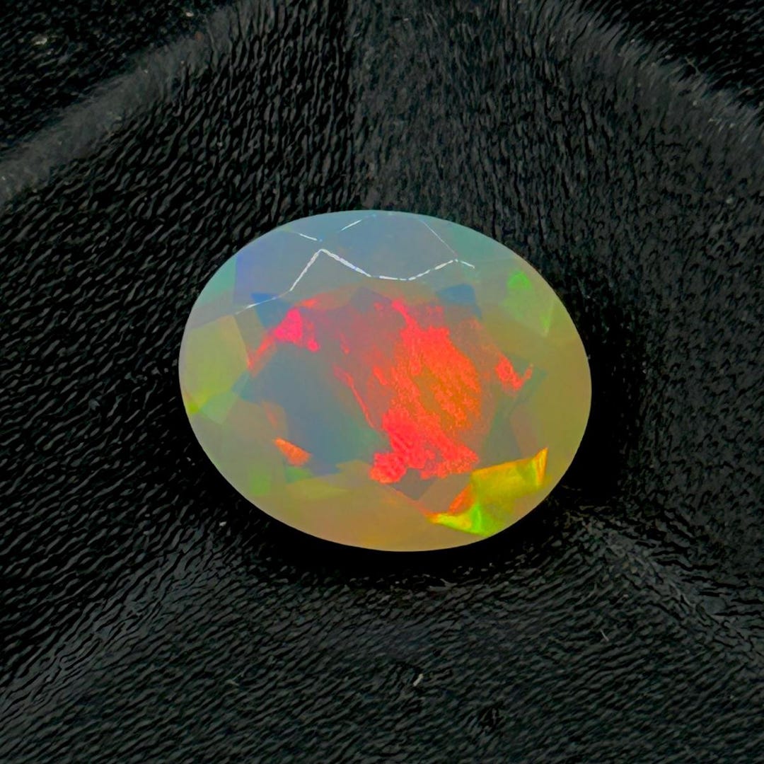 Multi Color Fire Natural Ethiopian Opal, 9x11mm Oval Faceted Cut, 2.25 ...