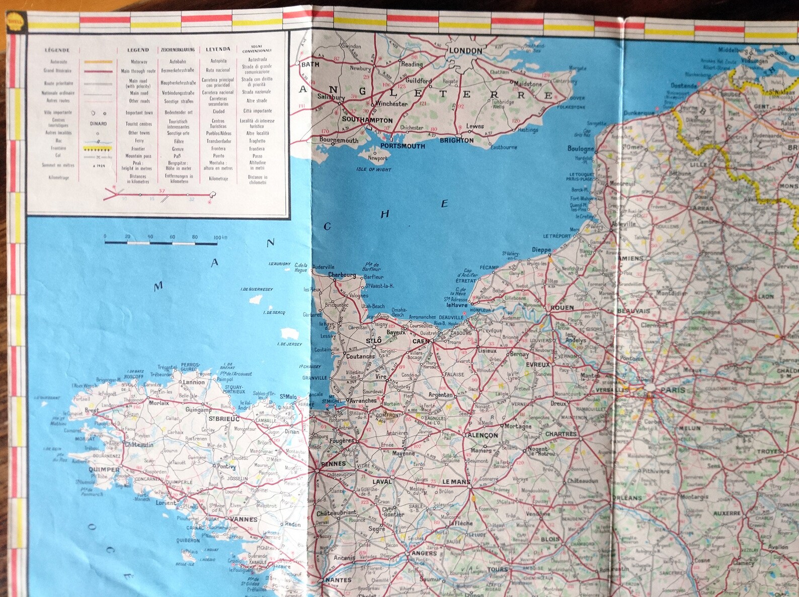 Vintage 1950s France Road Map Fold Out Shell Touring Map Tourist ...