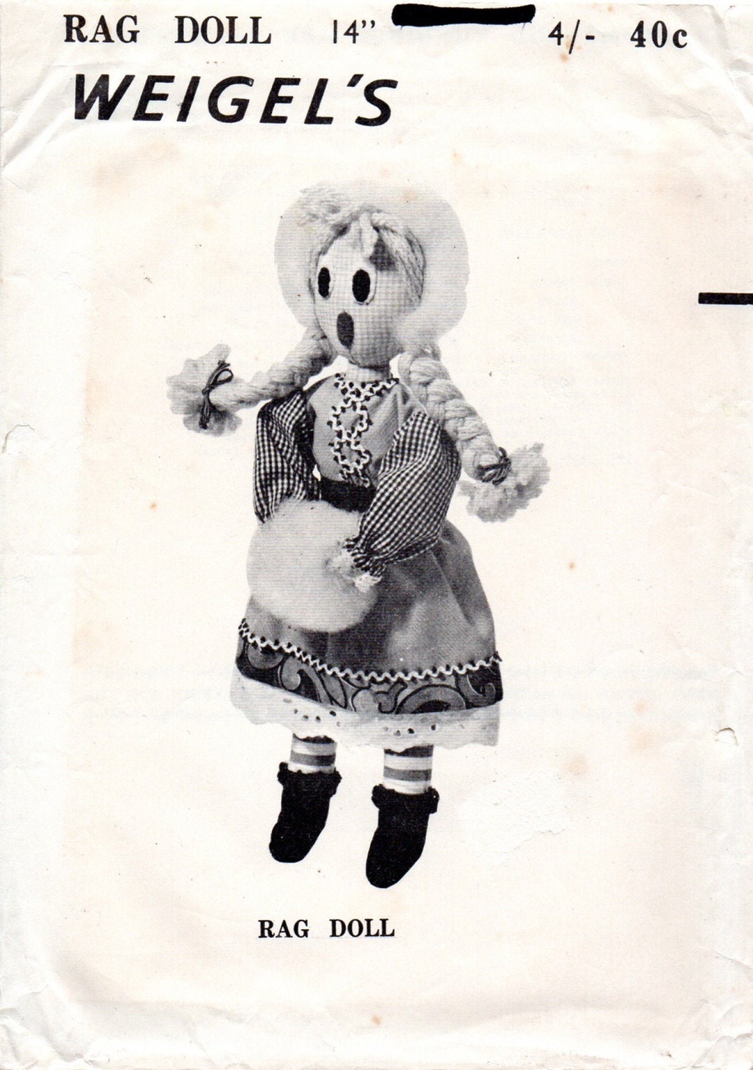 1960s Rag Doll Pattern Rare Weigel's Retro Soft Toy Vintage Sewing ...