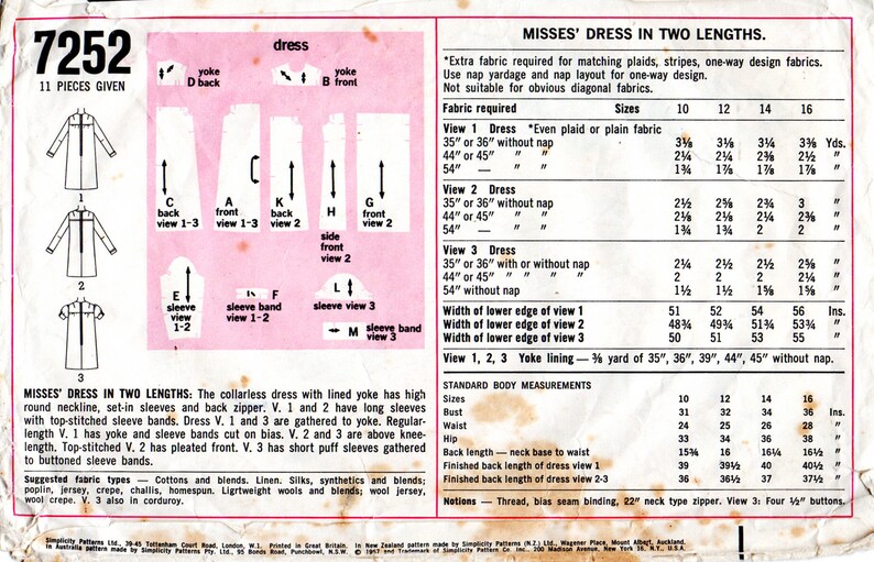 1960s Mod Babydoll Dress Pattern Simplicity 7252 Vintage - Etsy