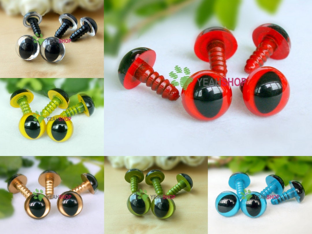 15mm Safety Cat Eyes Plastic Doll Eyes CE Clear / Yellow / Golden / Red ...