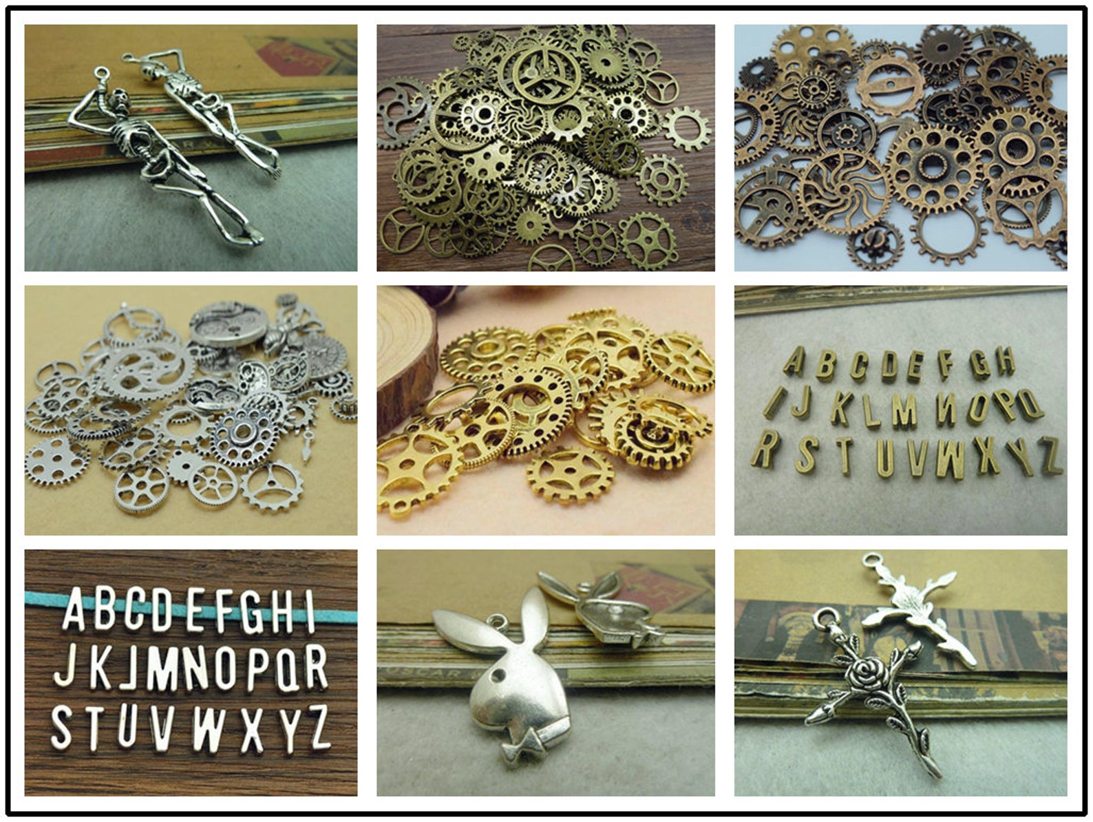 Antique Brass / Antique Silver Metal Pendants / Charms - Etsy