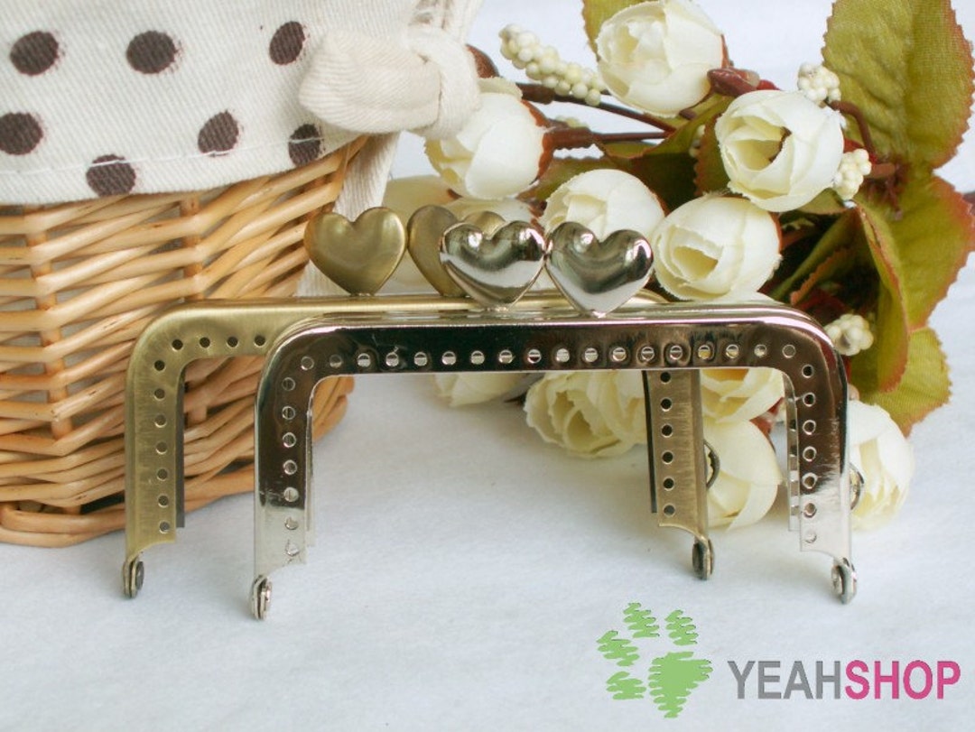 Antique Brass Purse Frame With Loop Rectangle Sweet Heart 8cm / 3.1 ...