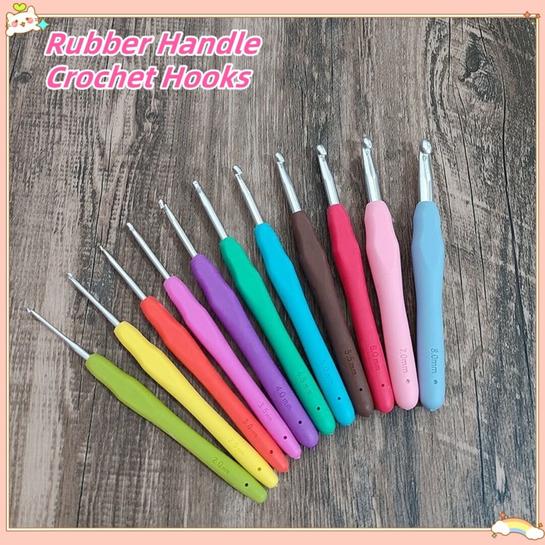 Colorful Candy Lace Crochet Hooks Set Rubber Handle, Metal Hook for DIY ...