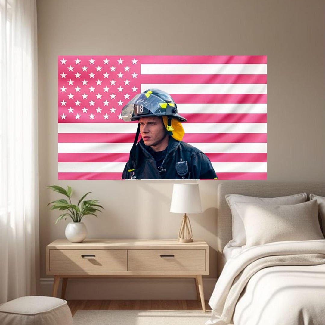 Evan Buckley Pink American Flag Tapestry – 911 TV Show Wall Art ...