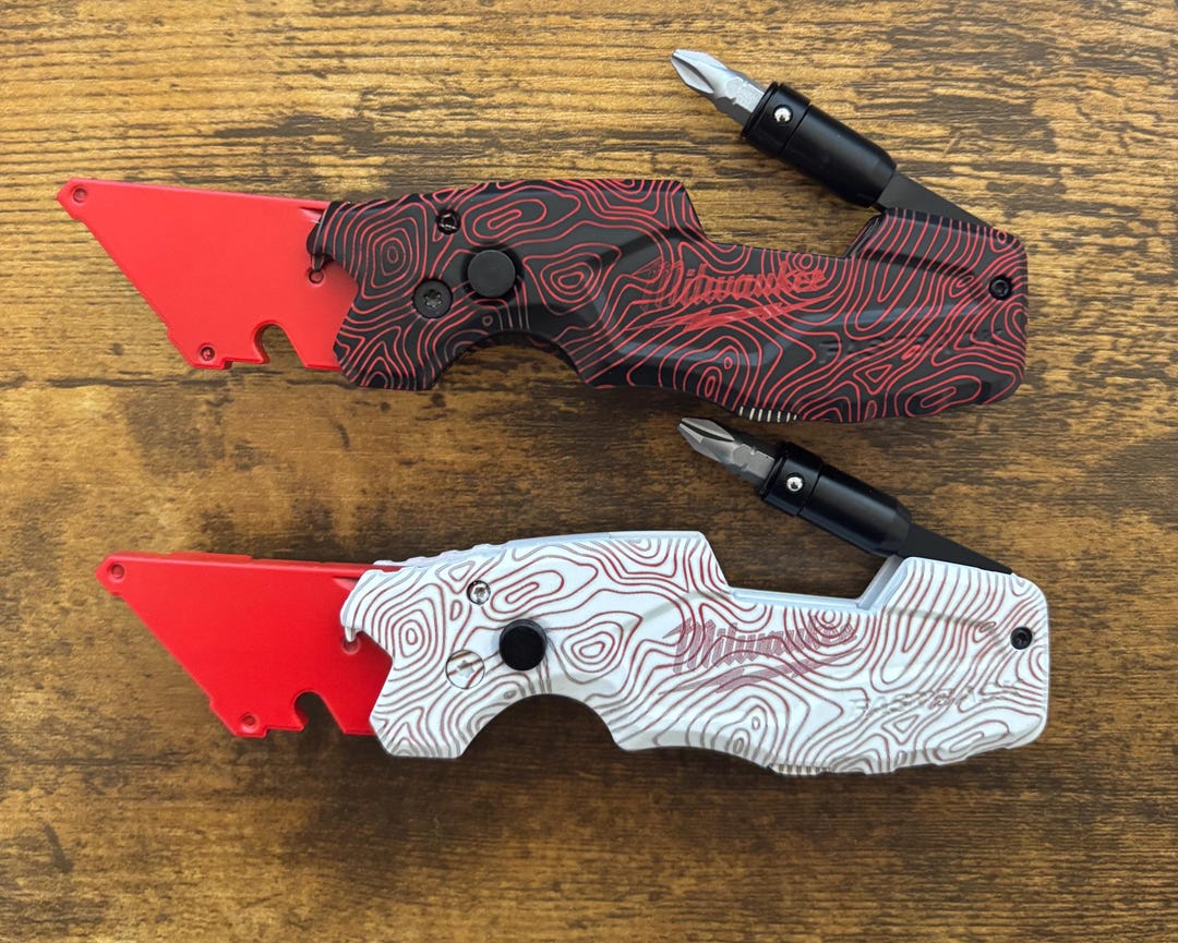 Fully Custom 6in1 Milwaukee Fastback Screwdriver Box Cutter: Damascus ...
