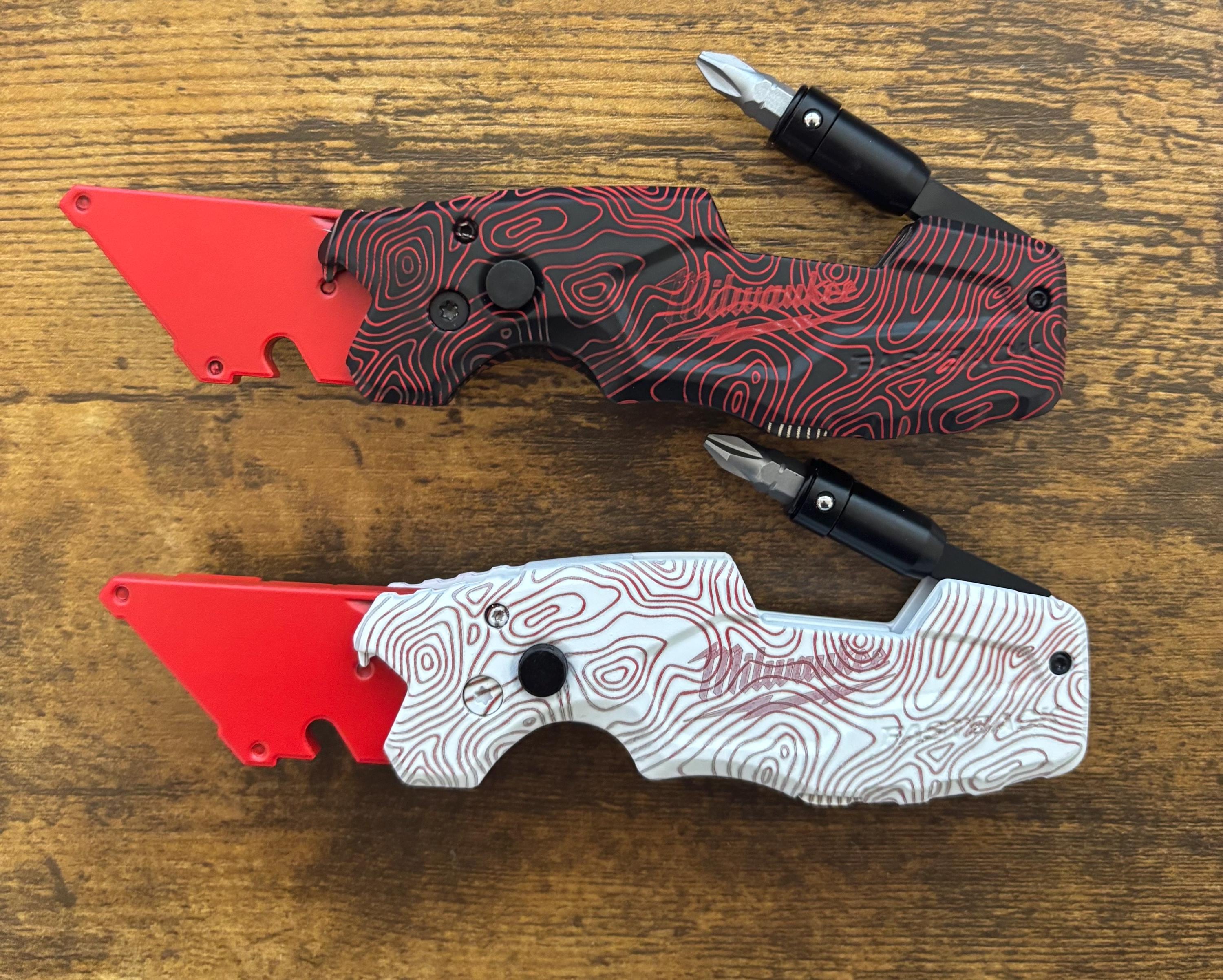 Fully Custom 6in1 Milwaukee Fastback Screwdriver Box Cutter: Damascus ...
