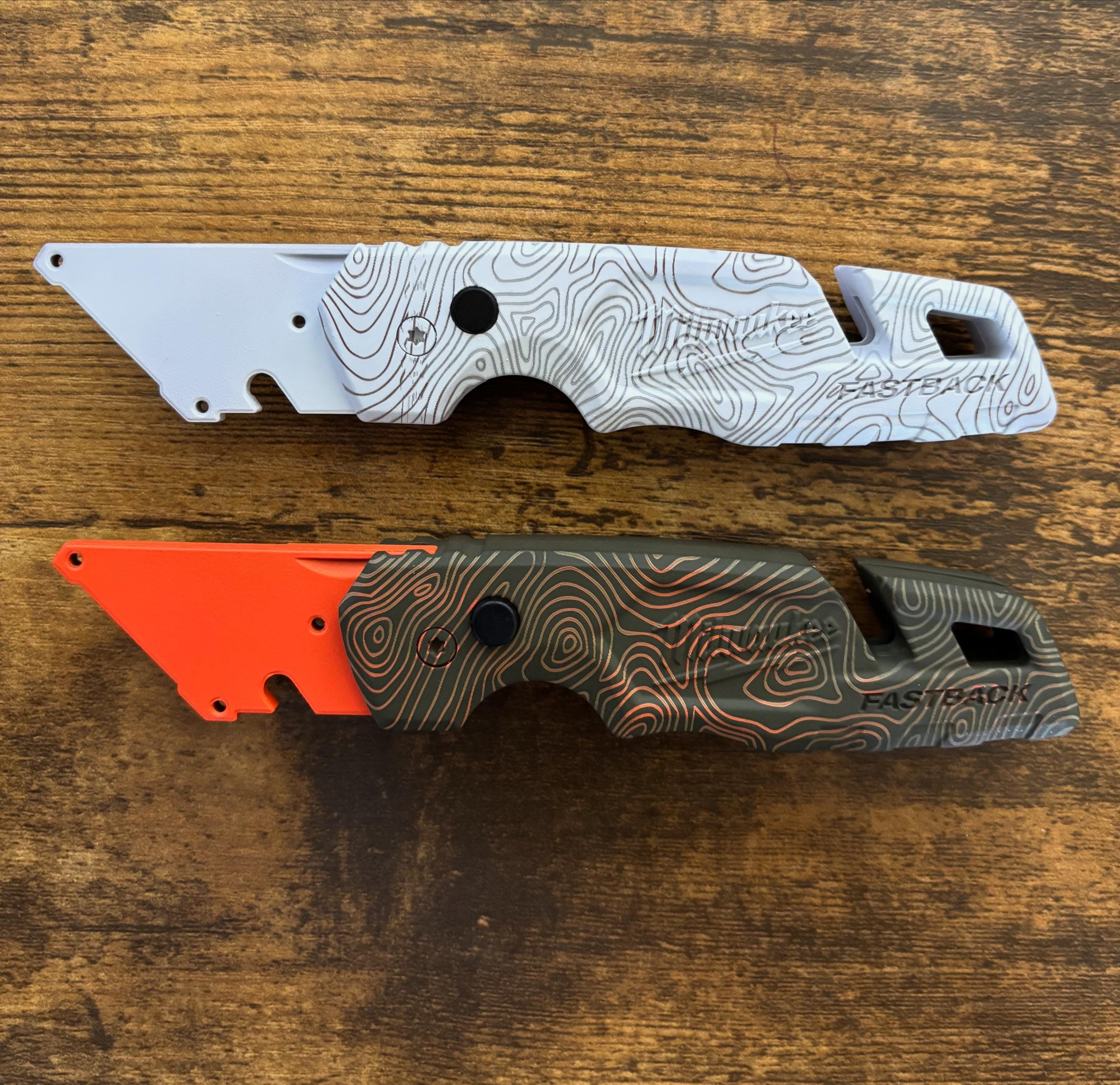 Custom 6in1 Milwaukee Fastback Screwdriver Box Cutter: Damascus, Topo ...