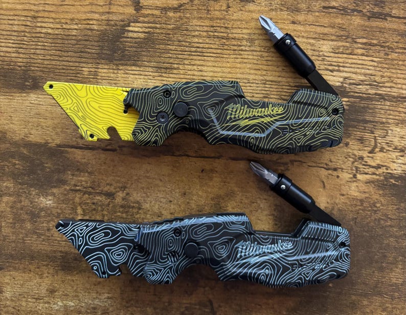Fully Custom 6in1 Milwaukee Fastback Screwdriver Box Cutter: Damascus ...