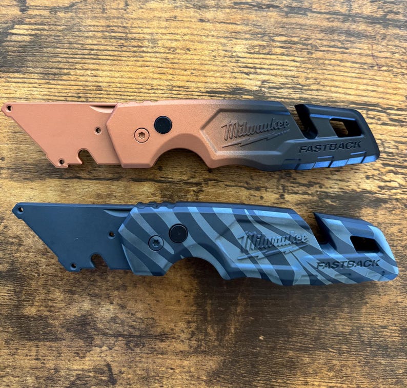 Fully Custom 6in1 Milwaukee Fastback Screwdriver Box Cutter: Damascus ...