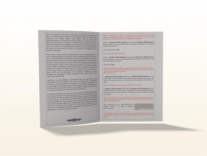 Catholic Wedding Mass Booklet Template: Latin Rite, TLM Nuptial Mass ...