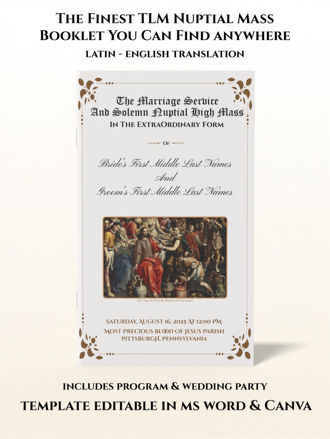 Catholic Wedding Mass Booklet Template: Latin Rite, TLM Nuptial Mass ...