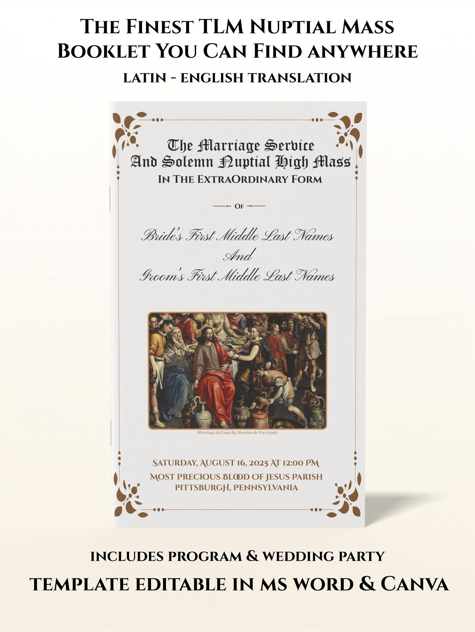 Catholic Wedding Mass Booklet Template: Latin Rite, TLM Nuptial Mass ...