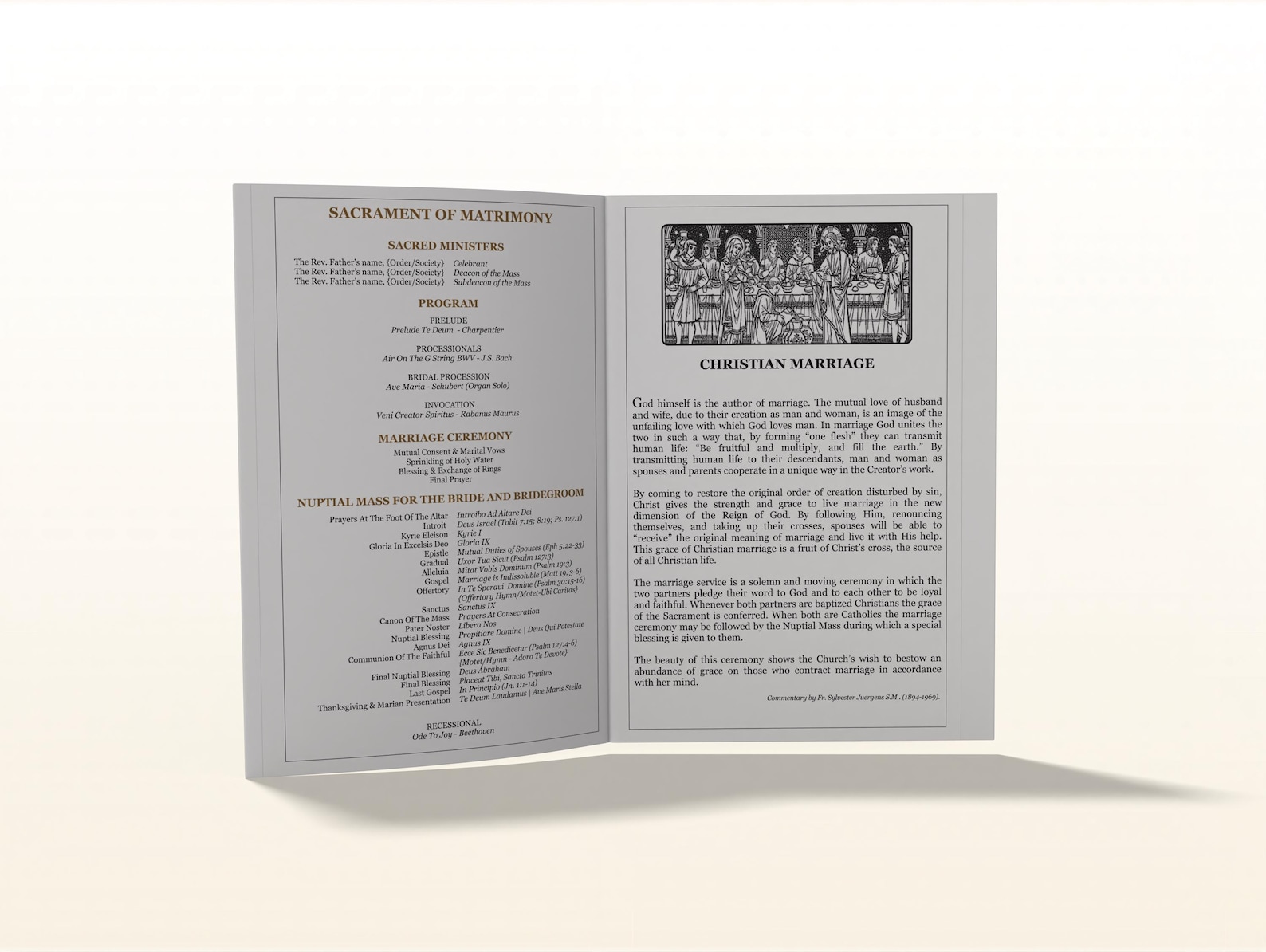 Catholic Wedding Mass Booklet Template: Latin Rite, TLM Nuptial Mass ...