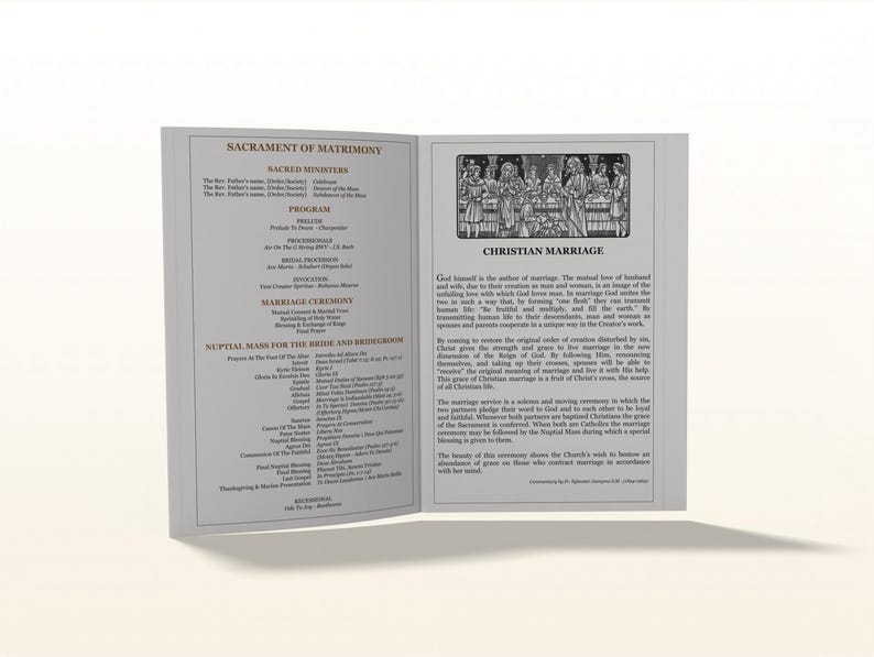 Catholic Wedding Mass Booklet Template: Latin Rite, TLM Nuptial Mass ...