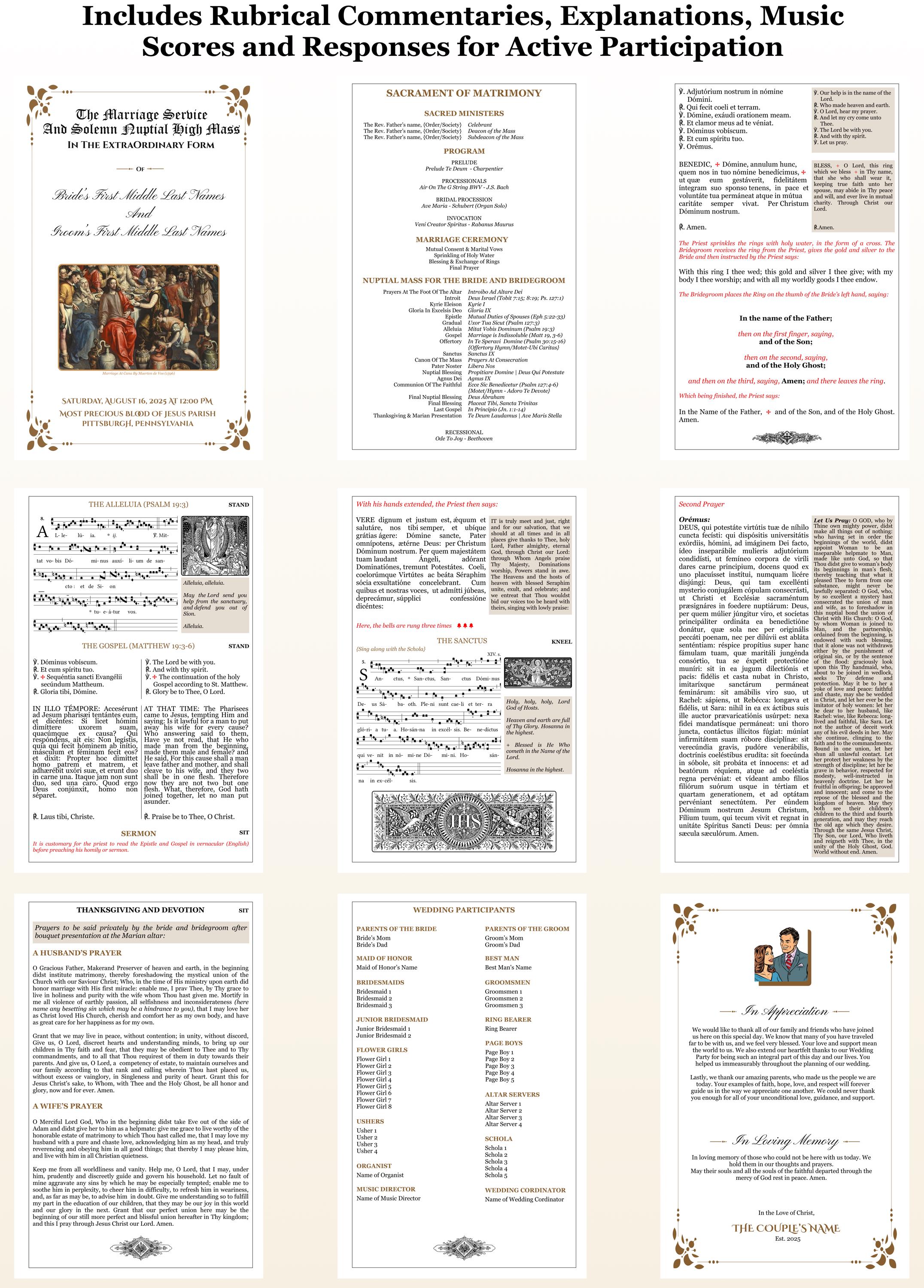 Catholic Wedding Mass Booklet Template: Latin Rite, TLM Nuptial Mass ...