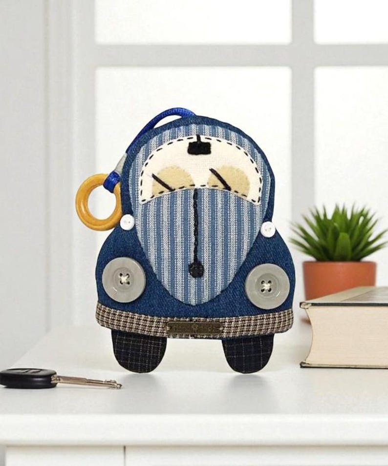 Handmade Jeans Key Fob Cover: Quilted Volkswagen Style - Etsy