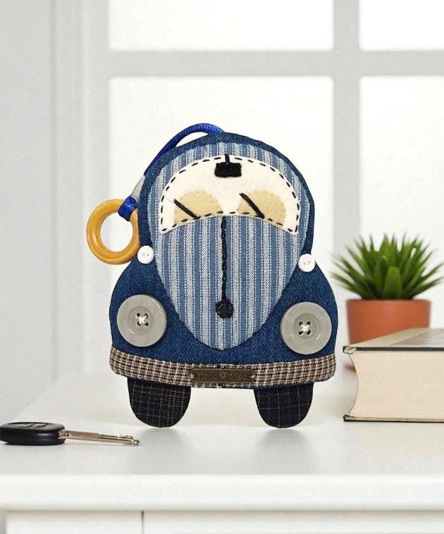 Handmade Jeans Key Fob Cover: Quilted Volkswagen Style - Etsy