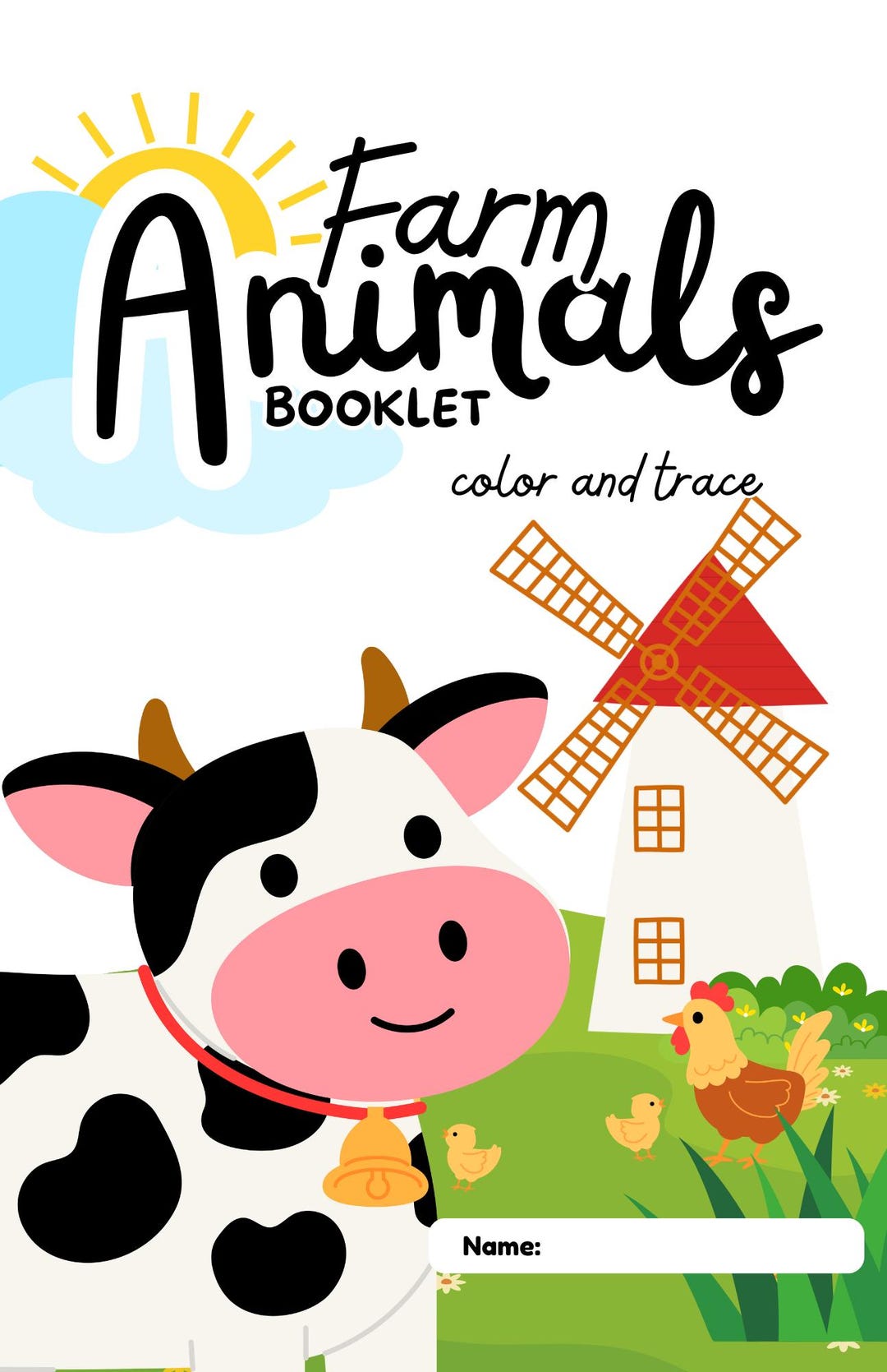 Farm Animals Booklet Trace and Color - Etsy