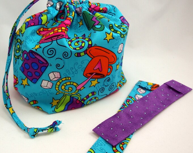Coffee Break Reversible Drawstring Project Bag and Matching - Etsy