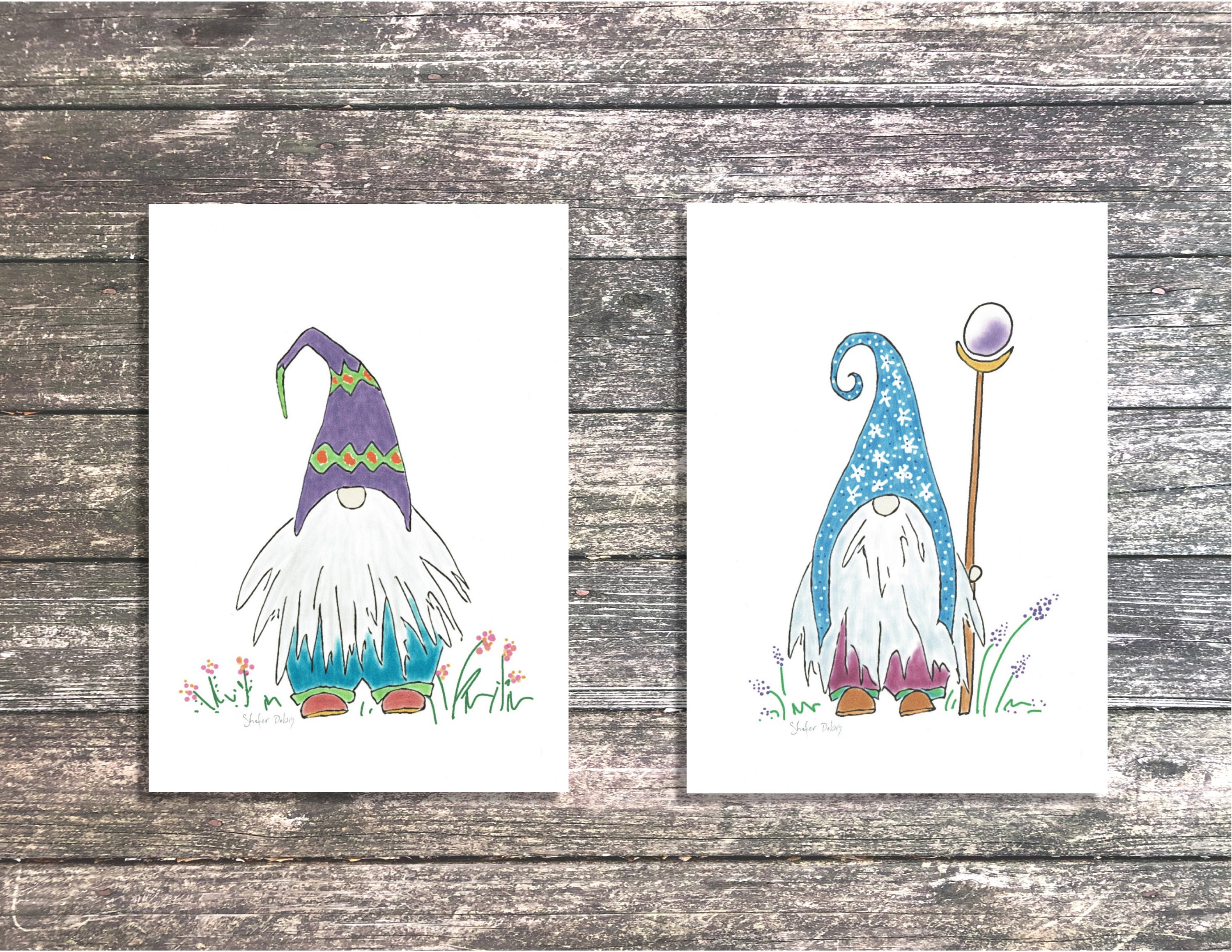 Gnome art prints cute gnome wall art fun art prints gnome | Etsy