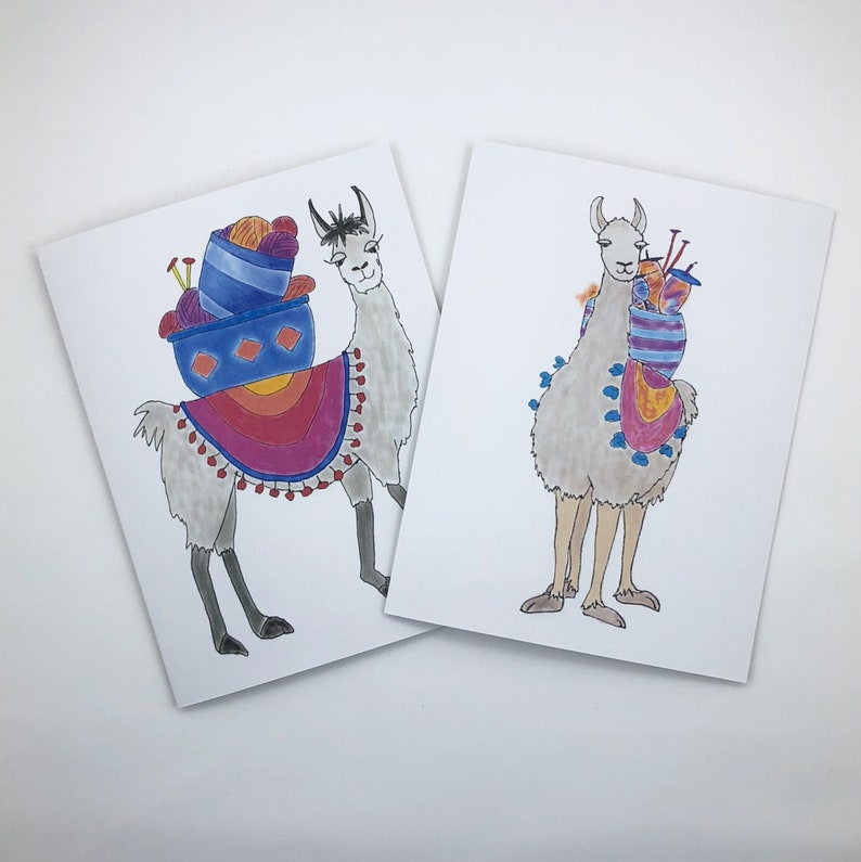 Llama llama note cards whimsical gift for knitters or fiber | Etsy