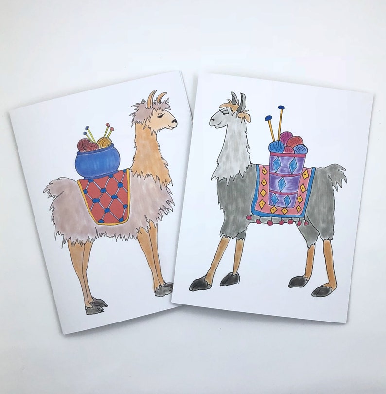 Llama llama note cards whimsical gift for knitters or fiber | Etsy