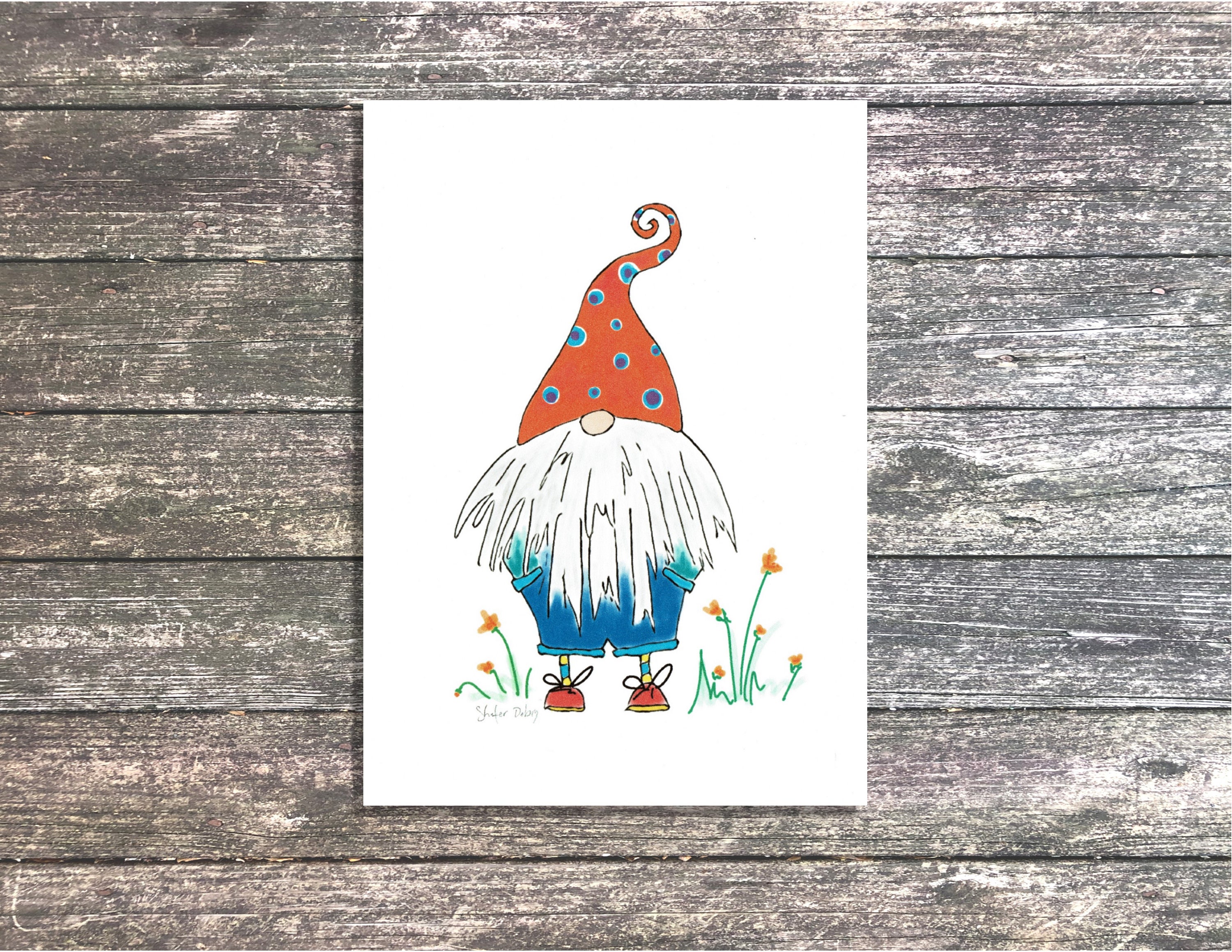 Gnome art prints cute gnome wall art fun art prints gnome | Etsy