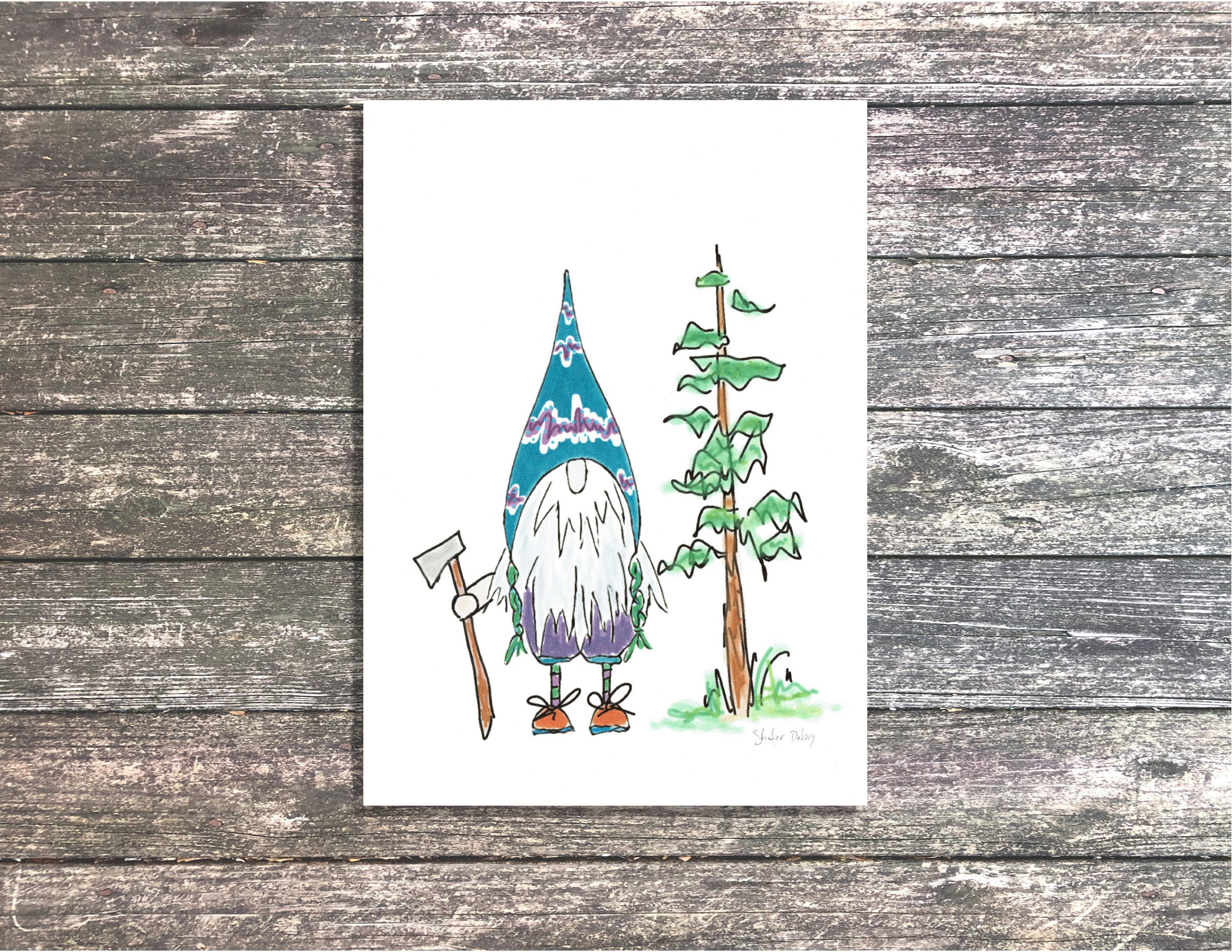 Gnome art prints cute gnome wall art fun art prints gnome | Etsy