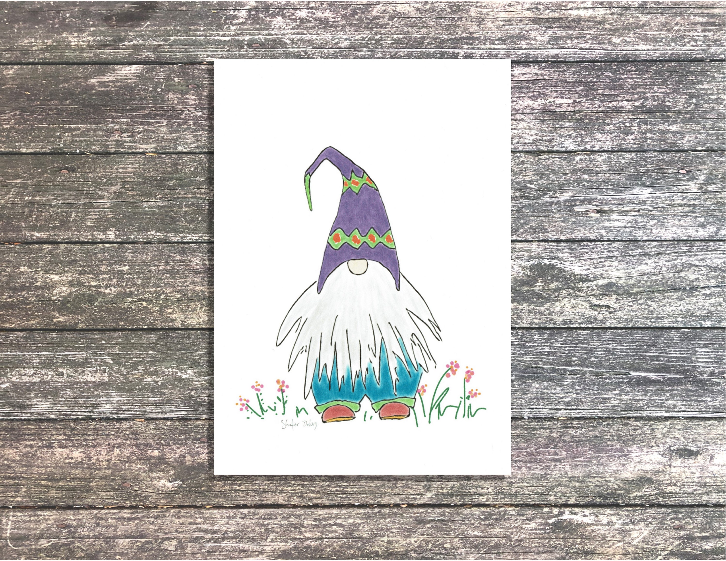 Gnome art prints cute gnome wall art fun art prints gnome | Etsy