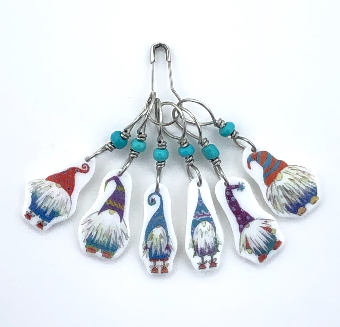 Gnome Stitch Markers and Progress Keeper Fun Knitting | Etsy