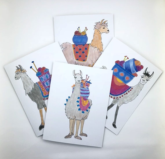 Llama llama note cards whimsical gift for knitters or fiber | Etsy