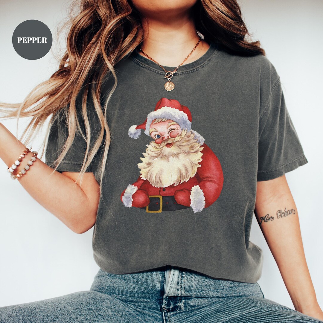 Red Santa Retro Christmas T-shirts Sweatshirts for Women Red Christmas ...