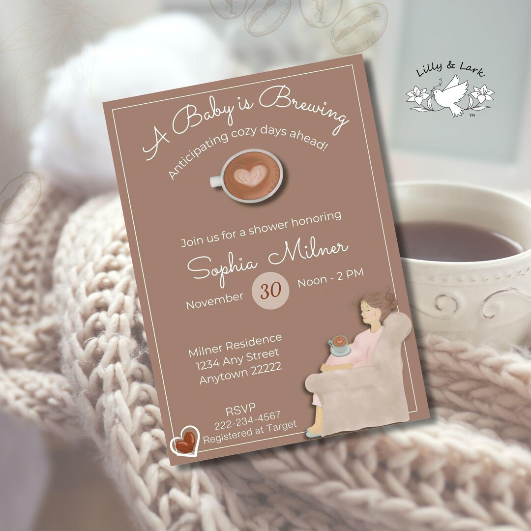 Baby Brewing, Mocha Themed Baby Shower Invitation, Digital Download ...