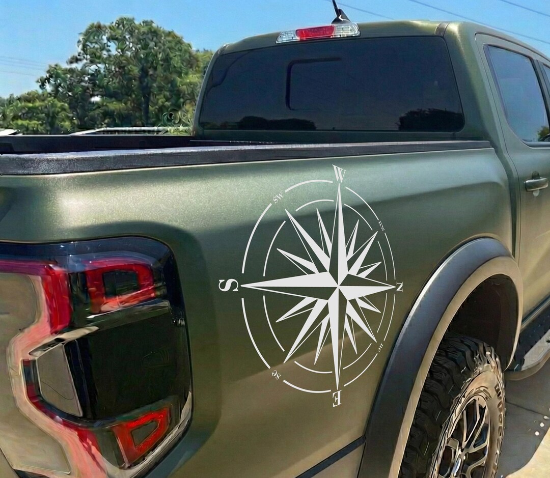 Mountain & Compass Car Sticker | Adventure Decal Side Stripes | Premium ...