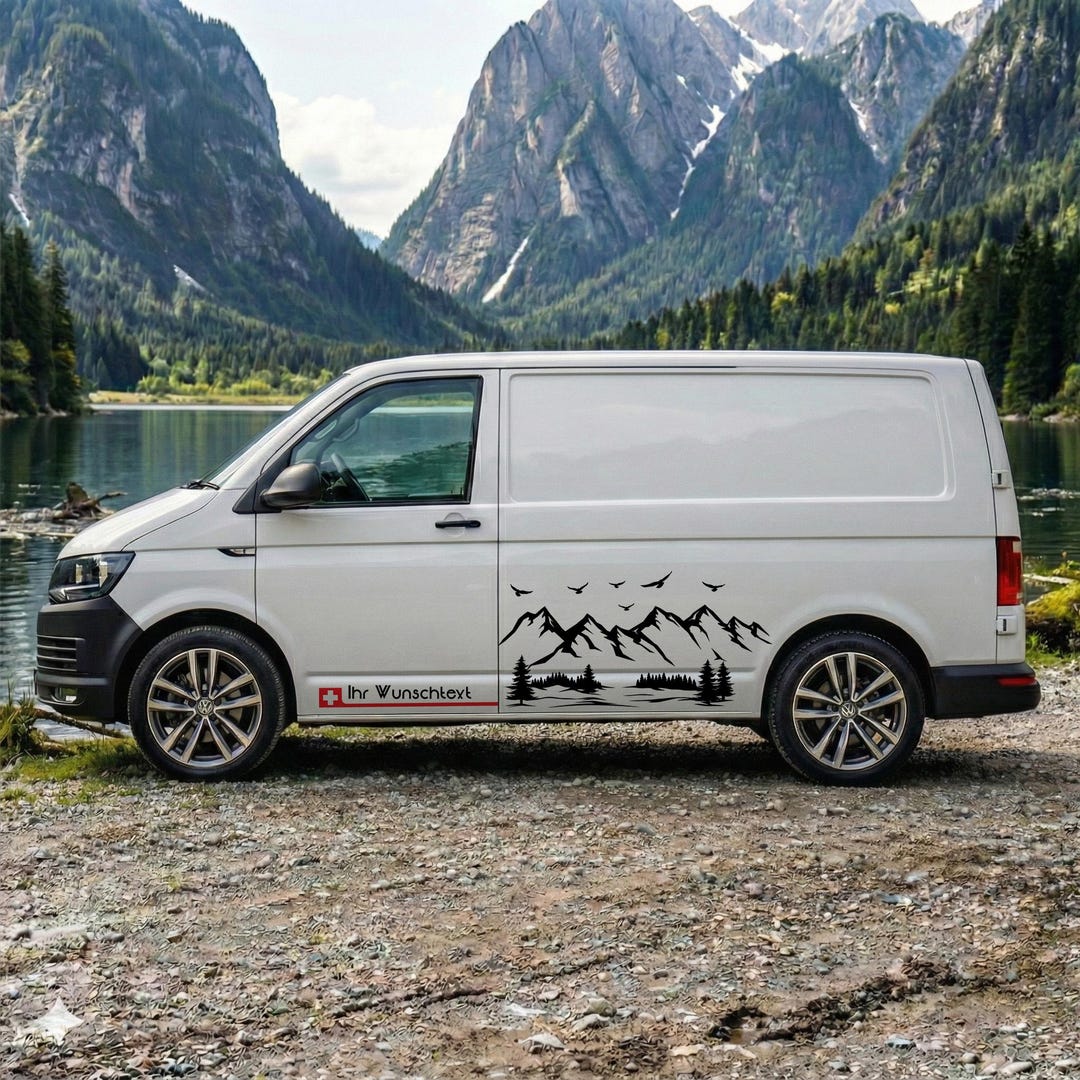 VW T5 T6 T6.1 Side Stripe Stickers Mountains | Customizable With Your ...
