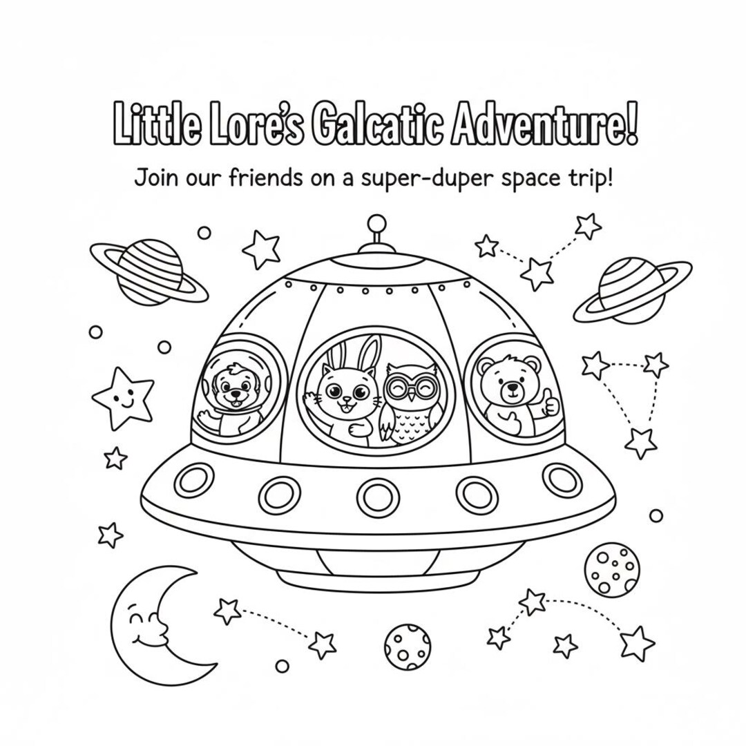 Space Animal Coloring Book: Galactic Adventure for Toddlers (digital ...