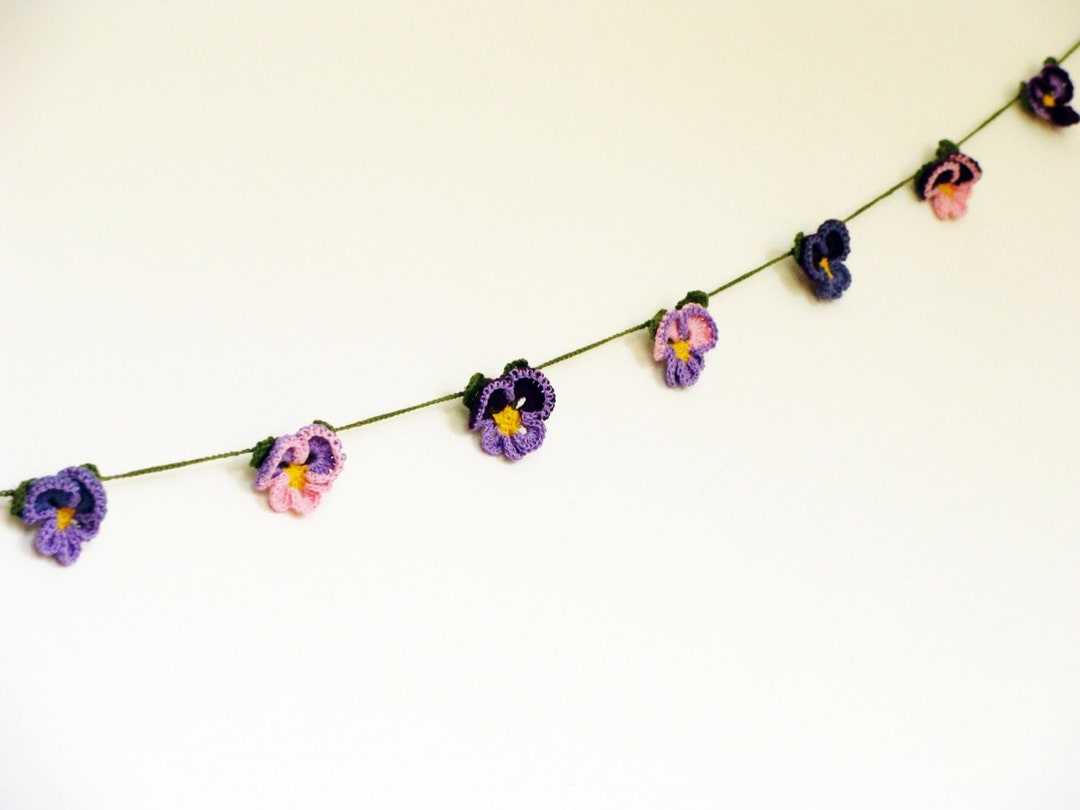 Girl Nursery Decor Crochet Garland Violet Flower Garland Eco Friendly ...