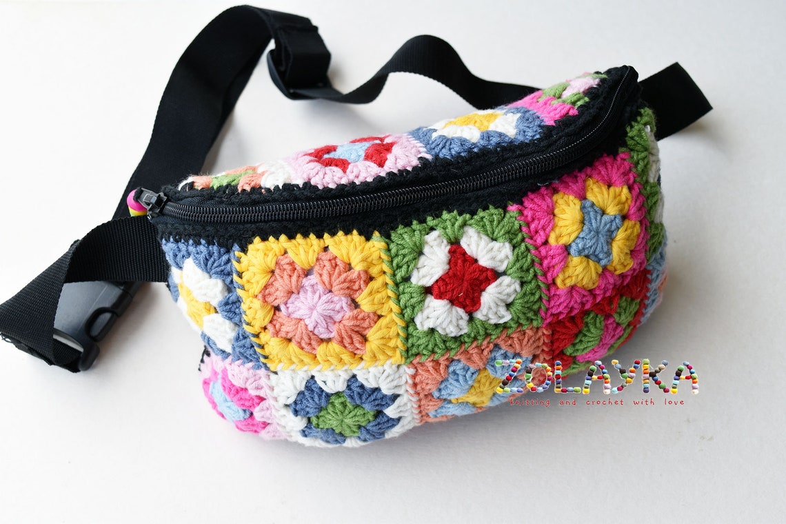 Granny Squares Waist Bag Crochet Belt Bag Flowers Fanny - Etsy