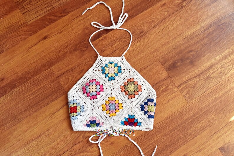 Granny Square Crop Top Y2K Clothing Festival Halter Top | Etsy