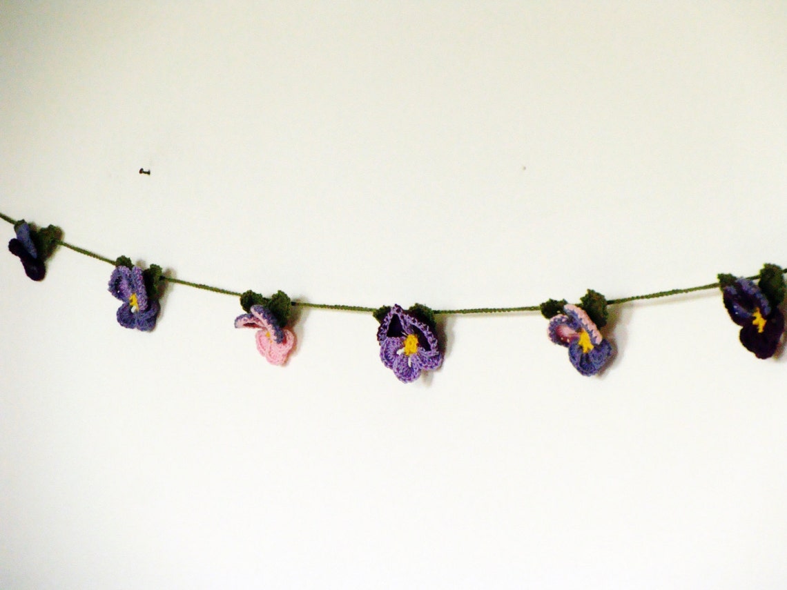 Girl Nursery Decor Crochet Garland Violet Flower Garland Eco - Etsy