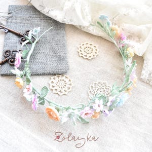 Micro Crochet Bridal Tiara, Spring Blooms Wedding Crown, Crochet ...