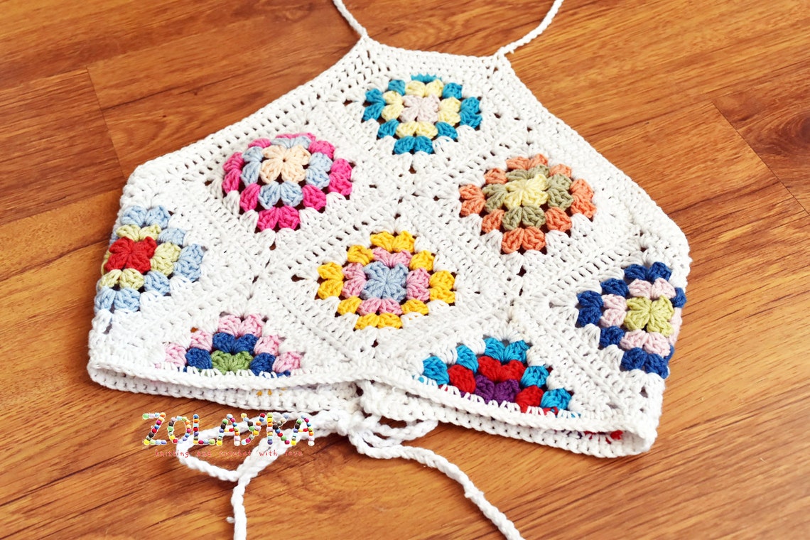Granny Square Crop Top Y2K Clothing Festival Halter Top | Etsy