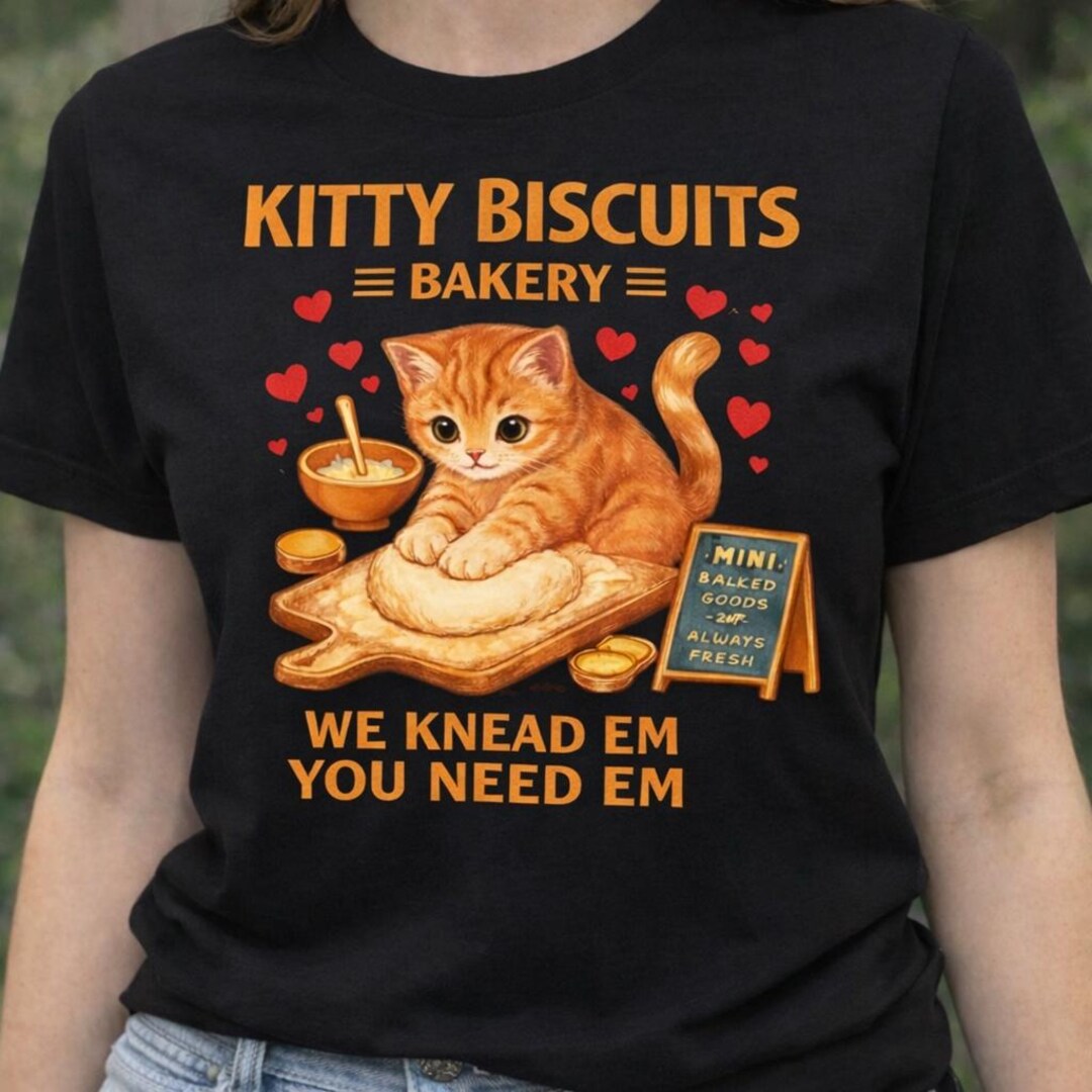 Kitty Biscuits Bakery T-shirt, Valentine Retro Cat Baker Tee - Etsy