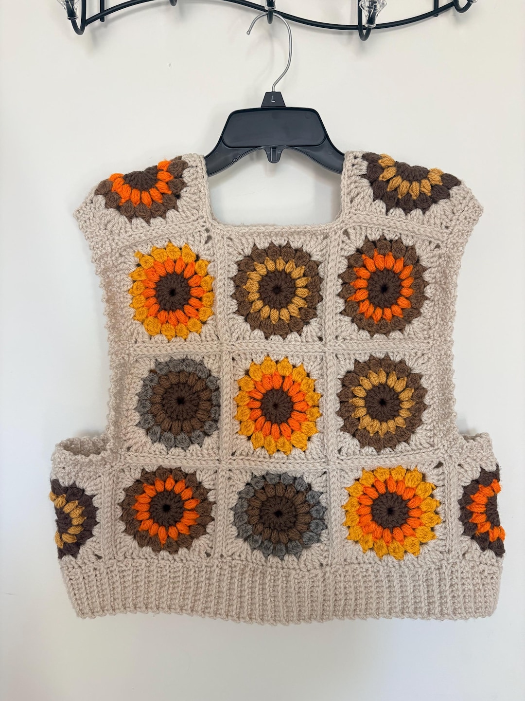 Sunflower Crochet Vest – Granny Square Vest – Ready to Ship – One of a ...