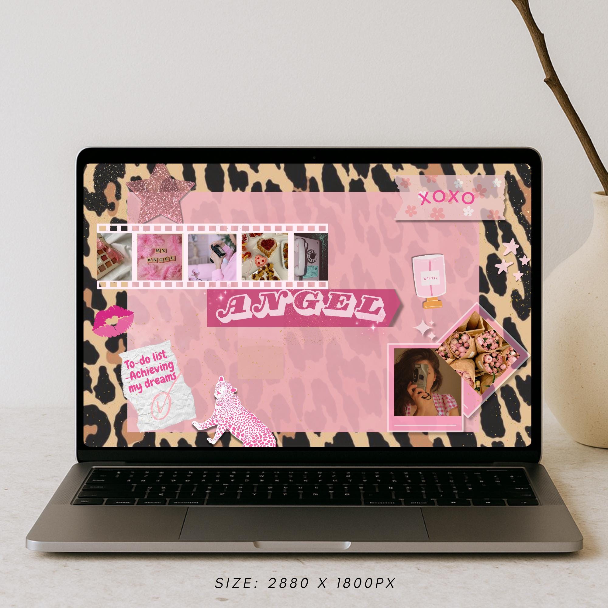 Y2K Laptop Wallpaper Aesthetic Pink Desktop Background | Canva Editable ...