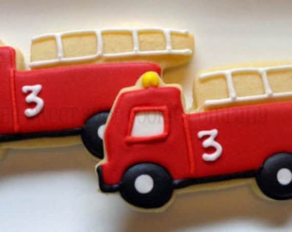 Fire Truck Cookies 1 Dozen - Etsy