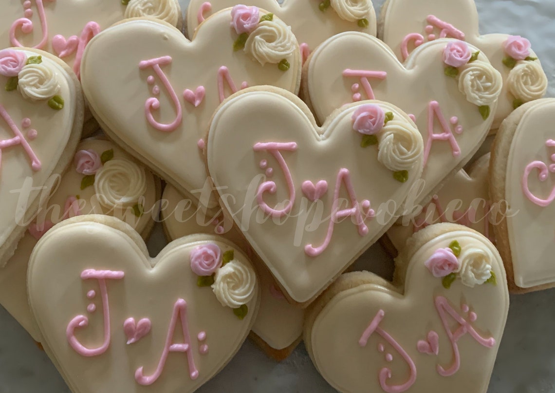 Heart With Initials Cookies 3 Dozen | Etsy