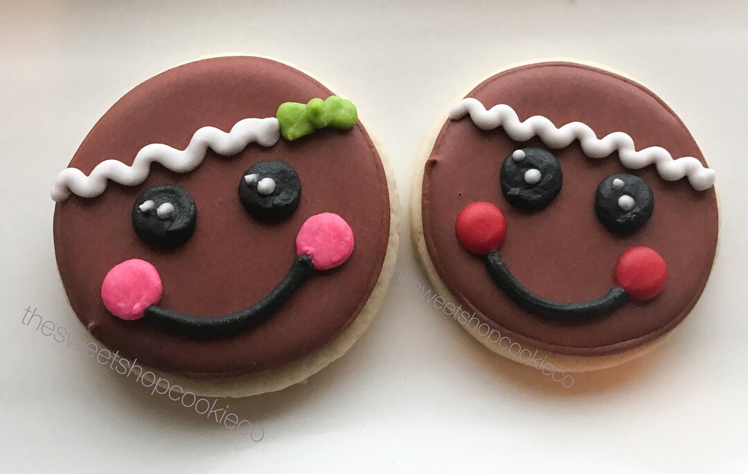 Gingerbread Face Cookies 1 Dozen - Etsy
